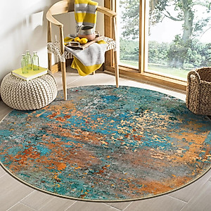 Lahome Modern Abstract Round Rug - 4Ft Colorful Rugs for Entryway Small Bathroom Rugs Washable Circle Mat, Contemporary Indoor Floor Accent Bath Carpet for Kitchen Bedroom Family Room Decor