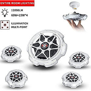 PINSAI LED Garage Light,Super Bright Screw in Aluminium E26/E27 Ceiling Shop Lamp, 120W High Lumen Multi Point Illumination Basement Bulb Fixture,Commercial Bay Lighting for Workshop, Atti