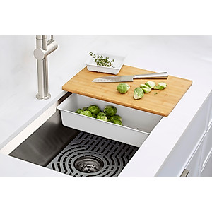 KOHLER Task Kitchen Sink, Stainless Steel Dual Mount Single Bowl, 33" Workstation Sink, 1 hole faucet, K-80084-1PC-NA