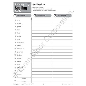 Evan-Moor Building Spelling Skills, Grade 5 - Homeschooling & Classroom Resource Workbook, Reproducible Worksheets, Teaching Edition, Spelling Strategies, Reading and Writing Skills