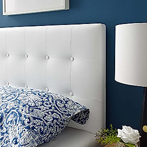Modway Emily Tufted Button Faux Leather Upholstered Twin Headboard in White