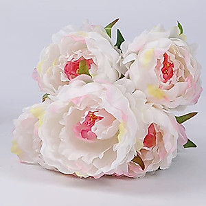 HoveBeaty Artificial Peony Silk Flowers Bouquet Home Wedding Decoration, 1 Pack, 5 Heads(Pink)