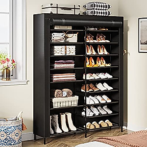 Tribesigns Shoe Rack Organizer Storage for Boot High Heel, 36 Pair 9 Tier Metal Shoes Shelf with Dustproof Nonwoven Fabric Cover for Closet Entryway Garage Bedroom