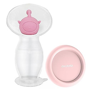 DORABELA Manual Breast Pump, 4oz Silicone Breast Pump with Suction Base, Silicone Stopper and PP Lid, BPA Free, Food Grade Silicone