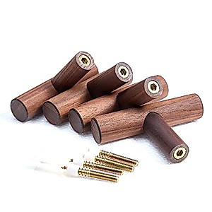 LONANGG Natural Wooden Coat Hooks Wall Hooks - Pack of 4 - Handmade Decorative Wood Coat Pegs - Wall Mounted Modern Hook -Minimalist Hooks for Hanging Hat, Scarf Hooks (Black Walnut Hook)