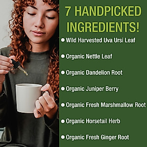 Urinary Tract Health UTI Herbal Treatment For Women. Vegan Kosher Bladder Relief Liquid Supplement Drop with Wild Harvested Uva Ursi Leaf, Organic Nettle Leaf & Dandelion Root, Juniper, Horsetail Herb