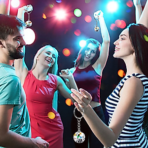 Kigeli 150 Pack Disco Ball Keychain Bulk 0.79'' Discoball Ornaments Silver Disco Accessories for 1970s Disco Party Favor