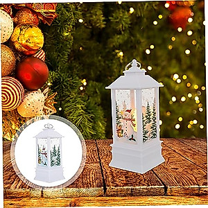 Amosfun 1PC Music Decor LED Lanterns Portable Lantern Christmas Decor Christmas Lantern Nativity Snowglobe Christmas Lamp Glitter Lanterns Musical Snow Globe Large Bedside lamp