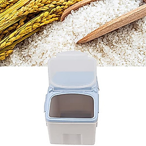 Rice Container, Odorless High Temperature Resistant Sealed Food Container Environmental Protection Safe with Lid for Beans (Blue 15KG)