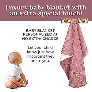berry bebe Luxury Receiving Blanket, Personalized Baby Blankets, Personalized Baby Gifts, Boutique Style for Girl Size 27x40 Inch (Mauve)