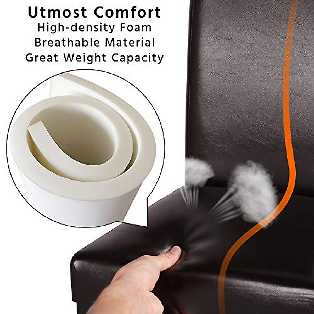 Yaheetech Dining Chairs Side PU Cushion Chairs with Waterproof Surface and Wood Legs for Kitchen Restaurant and Living Room, Set of 4, Brown