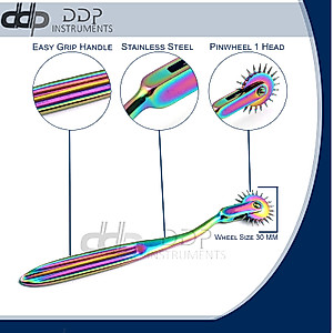 DDP Wartenberg Pin Wheel Pinwheel Single Head Diagnostic Multi Color Rainbow