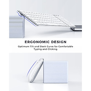 Wireless Bluetooth Keyboard and Mouse Compatible for Mac, seenda Stainless Steel Multi-Device Keyboard and Mouse Rechargeable with Number Pad, Compatible for Mac, iPad, iOS, Silver
