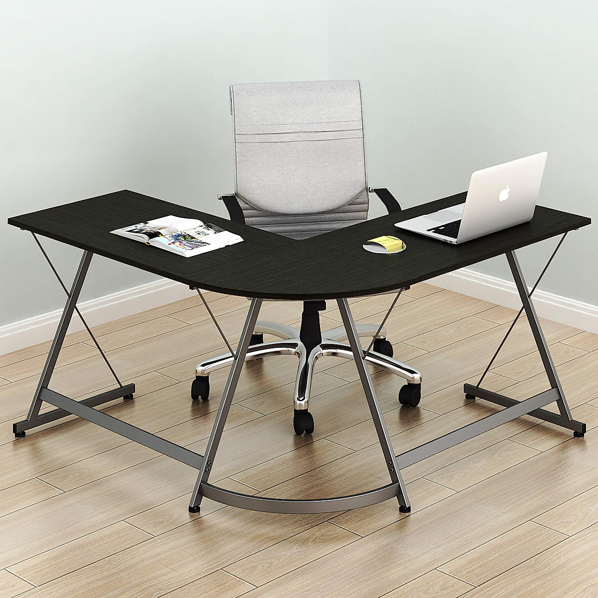 SHW L-Shaped Computer Gaming Desk, Espresso