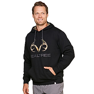 Colosseum Realtree Men's Edge Grizzly Fleece Pullover Hoodie (Black, Medium)