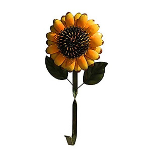 VOSAREA Vintage Metal Sunflower Hook Keys Aprons Coat Hat Kitchen Hanger Rustic Sunflower Wall Decor
