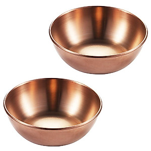DOITOOL 4PCS Stainless Steel Sauce Dishes Round Sushi Dipping Bowls,Sushi Dipping Sauce Dishes Seasoning Dish Saucer Bowl Mini Appetizer Plate (Rose Gold,3.14X3.14X0.98inch)