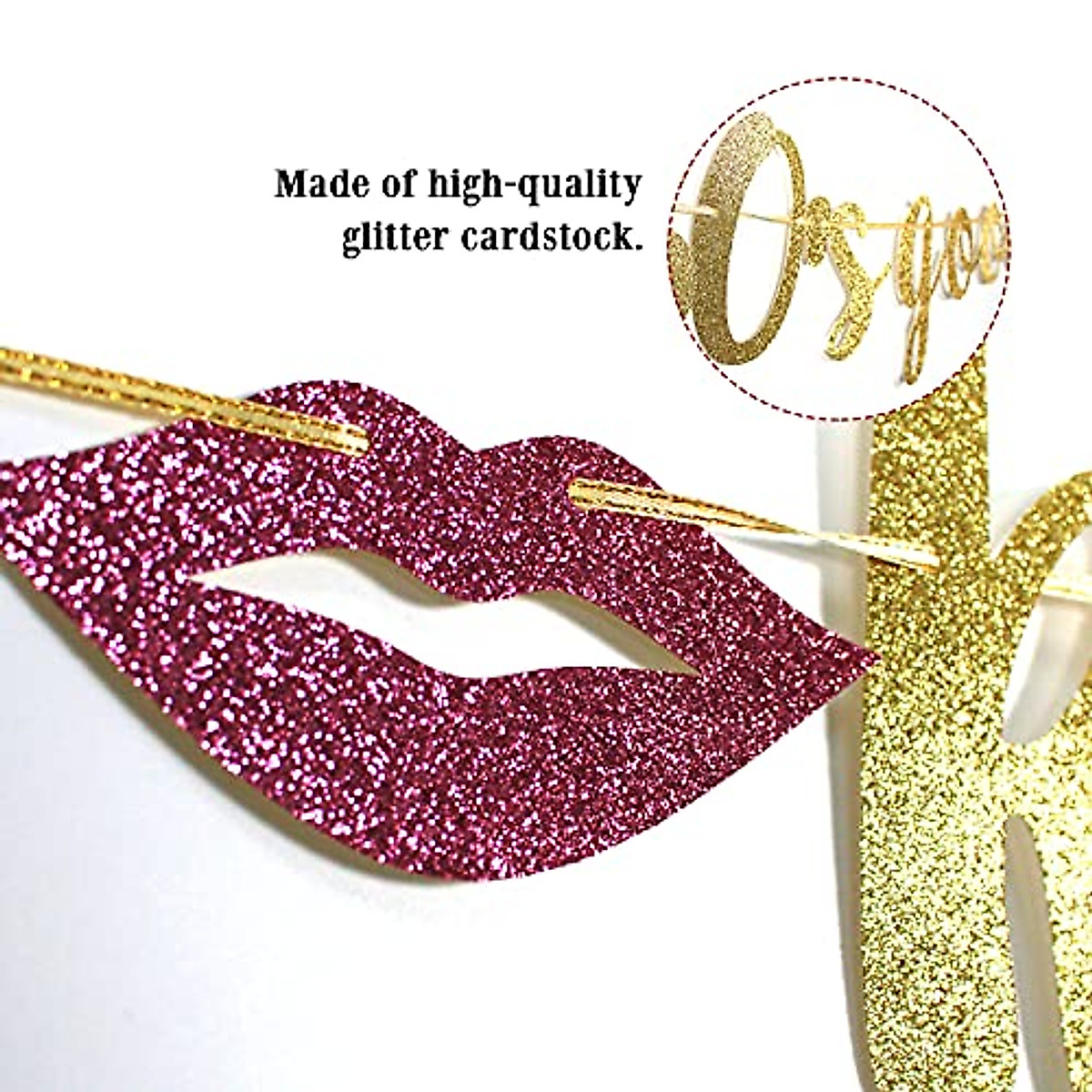 Kissing My 30's Goodbye Banner, 40th Birthday Party Decorations, 40 Years Old Birthday Decor, Lips Sign (Gold Glitter)