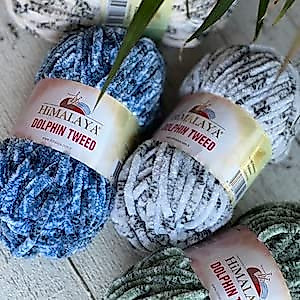 4 Pack/Skein Himalaya Dolphin Tweed, Each Skein 100 Gr/3,5 oz, 88 yards/80m., Super Bulky Yarn, Blanket Yarn, Velvet Yarn, Knitting Yarn, Amigurumi Yarn, Baby Yarn (92012)
