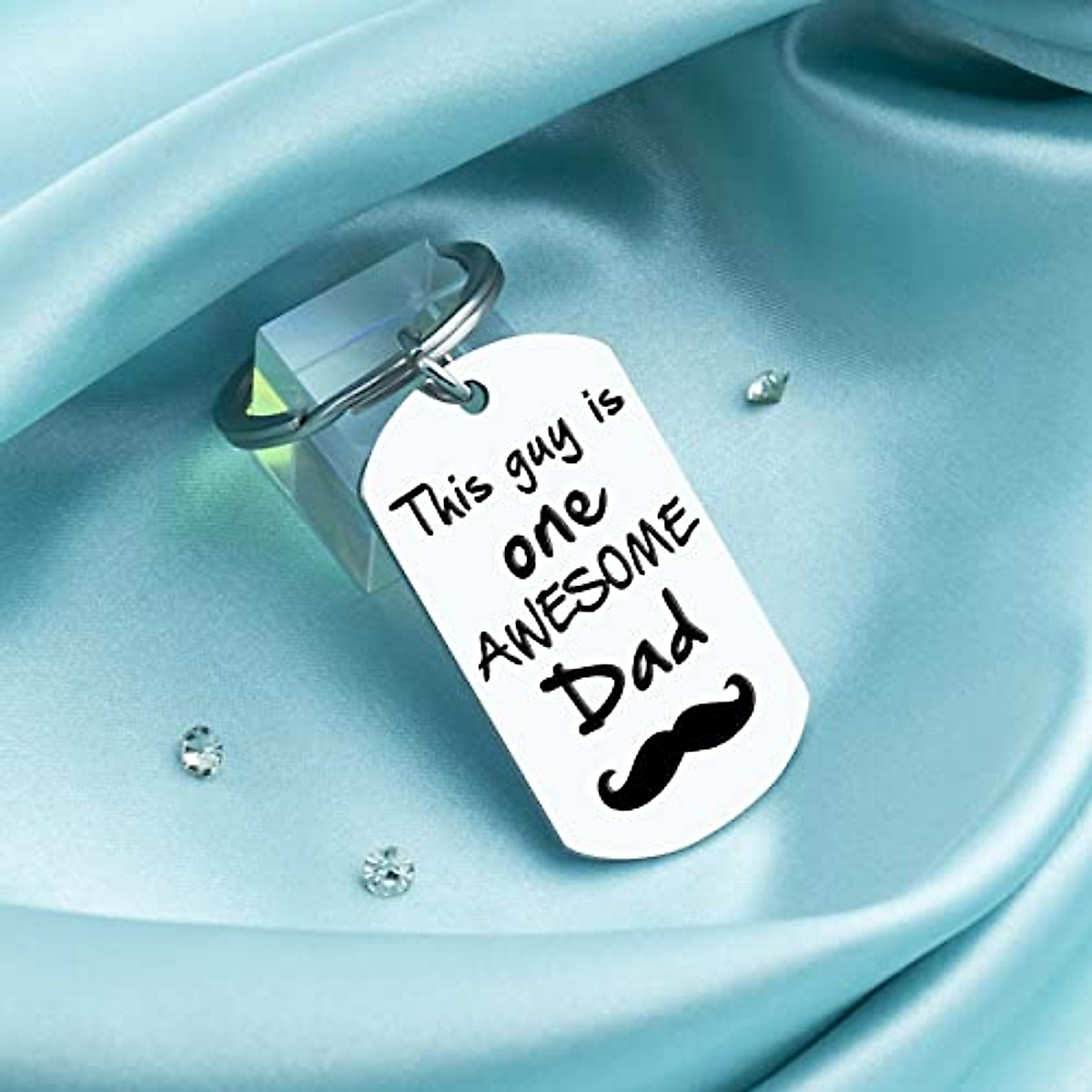 Father's Day Gifts for Men Dad Keychain from Daughter Son Kids Birthday Gifts for Dad Papa Step Dad Gifts for Fathers Day Christmas Valentine Birthday Small Meangiful Romatic Gifts for Him,Silver
