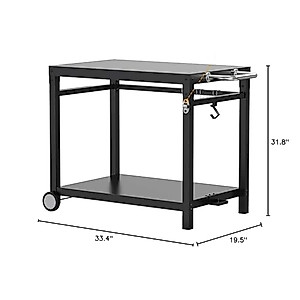 LS'BABQ BBQ Stand Pizza Oven Trolley Commercial Outdoor Movable Dining Cart Table Kitchen Cart Table