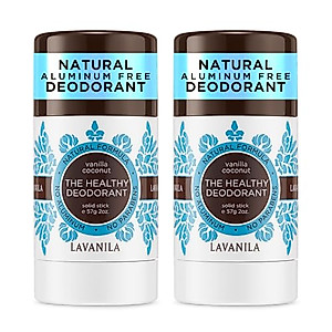 Lavanila Natural Aluminum Free Deodorant 2-Pack, Vanilla Coconut - The Healthy Deodorant for Men and Women, Solid Stick (2 Ounce Each), Vegan
