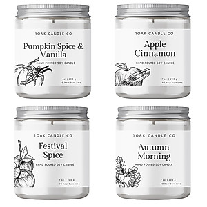 1OAK Fall Candles Set of 4 Pack - Fall Candle Pack - Autumn Candle Set - Fall Scented Candles - Fall Bulk Gifts - Fall Gift Set - Fall Soy Candles - Autumn Gifts - Fall Gifts for Women