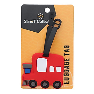 Red Train Luggage Tag School Bag ID holder for Kids Travel