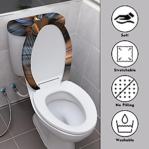 Kathyboom Toilet Lid Covers, Set of 2 Toilet Tank Lid Covers Splash Liquid Resistant Anti Dust Soft Toilet Seat Covers Keep Bathroom Toilet Clean Machine Washable(Fractal Flower)