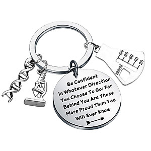 LQRI DNA Double Helix Charm Microscope Charm Keychain Chemistry Biology Gift Be Confident In Whatever Direction You Choose To Go Science Graduation Gift (K-DNA)