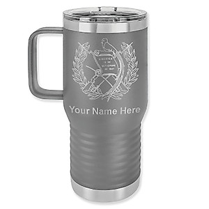20oz Vacuum Insulated Travel Mug with Handle, Flag of Guatemala, Personalized Engraving Included (Gray)