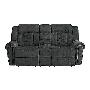 Lexicon Huddart Fabric Double Manual Reclining Loveseat, 79.5" W, Charcoal Gray