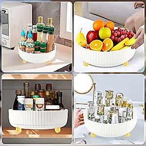 CGBE Lazy Susan Organizer, 360 Degree Rotating Makeup Organizer, Lazy Susan Round Turntable Storage Tray for Vanity Bathroom Countertop Kitchen Organized Makeup, Cosmetics, Condiment-White