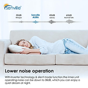 Senville AURA Series Mini Split Air Conditioner Inverter Heat Pump, 9000 BTU, Works with Alexa, Energy Star, White