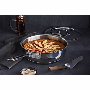 All-Clad 61211SSEURO Copper Core Sauté Pan, Conical with Lid, 28.4 cm, 4 L, Stainless Steel, Suitable for Induction Cookers