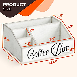 Espress Impress Wooden White Coffee Station Organizer for Countertop | Farmhouse Style Storage Kit for a Perfectly Organized Coffee Bar | Accessories Organizer for Cups, Coffee Pods, Sugar, etc