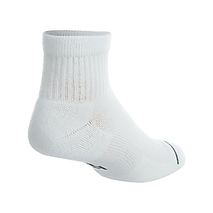 Jordan Nike Unisex Jumpman High-Intensity Quarter Sock (3 Pair) White/White/White/Black Large (Men's 8-12)