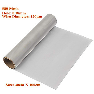 304 Stainless Steel Woven Wire 80 Mesh 0.18mm Hole - About 11.8 X 39.4 inch Roll(30cm X100cm)- Filter Screen Sheet Filtration Cloth Fine Wire Mesh
