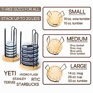 TelKeen 2PC Tumbler Lid Organizer, Detachable Cup Lid Organizer for Simple Modern Tumbler/Yeti Tumbler/Stanley Tumbler Lids, Holds up to 20 Lids, Cup Organizer for Kitchen Organizers and Storage