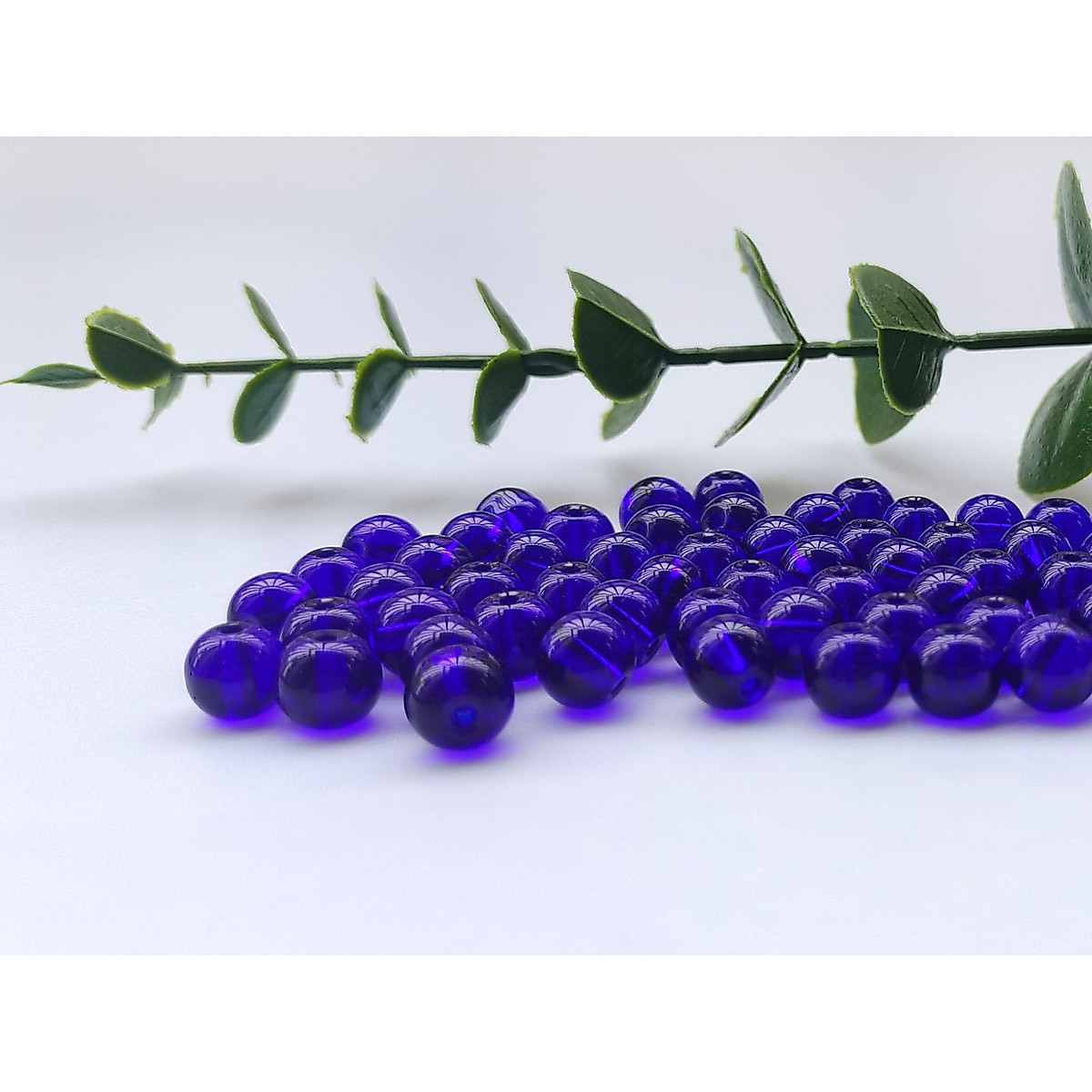 Glass Beads 8mm 100pcs Round Smooth Loose Beads for Bracelet Necklace Jewelry Making Craft DIY （8mm, 50805 Dark Blue）