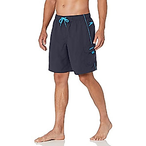 Speedo mens Knee Length Marina Volley fashion swim trunks, Grey/Blue, Small US