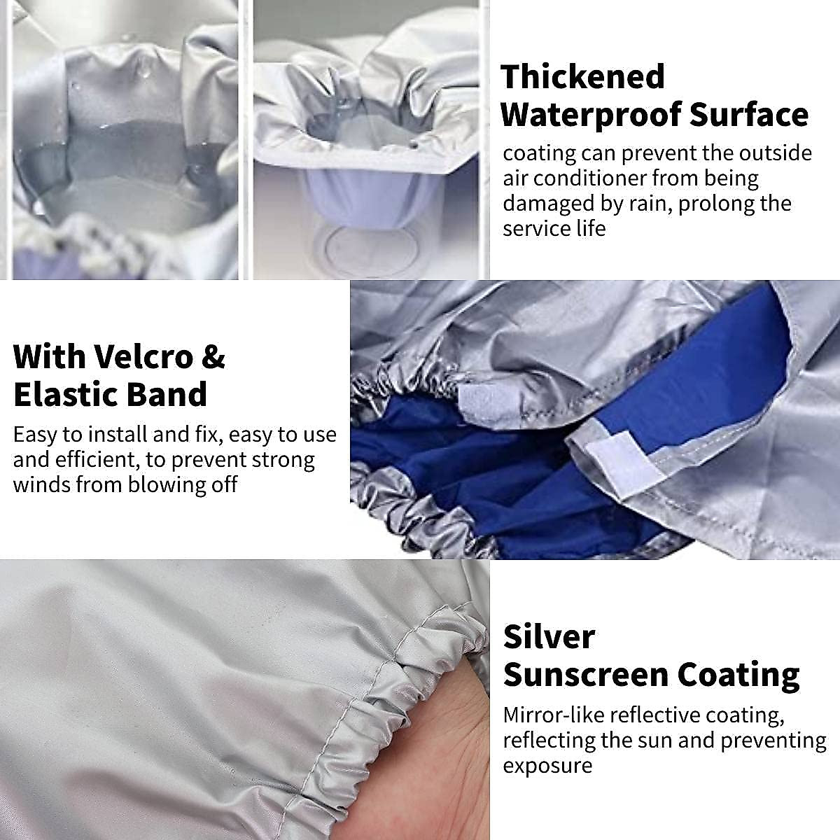 Air Conditioner Cover, Outdoor Rectangle Anti-Snow Waterproof Home Use - Silver (Size: 37x15.7x28.7inch)