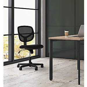 HON BSXVST101 Sadie Swivel Mid Back Mesh Task Without Arms-Ergonomic Computer/Office Chair (HVST101), Black