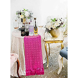 Hot Pink Table Runners Pack of 2 Home Decor Sequin Table Runner Fuchsia 12 by 108 in Wedding Graduation Party Supplies -0214S