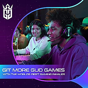 GIT GUD® Gaming Vapor Inhaler | Energy + Focus Amplifier for Esports Athlete Gamer | Stimulating Aromatherapy Scent | Portable Pre Workout Performance Disposable | Banana Royale (4 Pack)