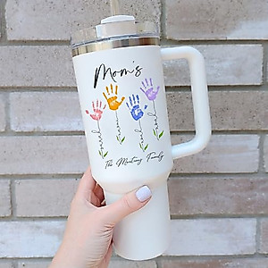 Noni Personalized Mama Tumbler, Custom Mama Tumblers With Handle And Straw, New Moms Gifts, Birthday, Christmas, Mothers Day Tumbler Gifts, Mommy Cups