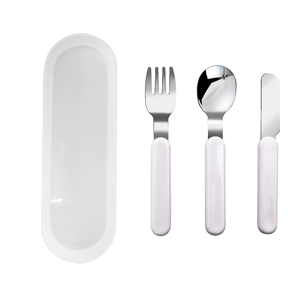 VANRA 3-Piece Children Knife Spoon Fork Set 18/10 Stainless Steel Child Flatware Set Kids Utensils Set with Case for Lunch Box (Fork Spoon Knife Combo)