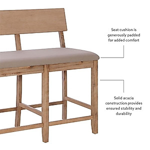 Linon Jordan Wood 25" Counter Height Dining Bench in Washed Gray