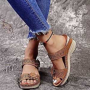 JMMSlmax Beach Sandals for Women Dressy Summer Boho Cute Casual Open Toe Sandals Women Platform Wedge Beach Sandals for Women