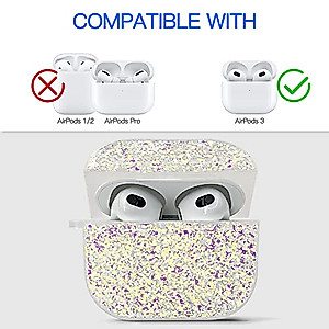 Case Cover Compatible with AirPods 3rd Generation 2021 Protective Case ARBLEL [epoxy Resin Glitter Shell Case] for Airpods 3 Women Girls Cute Twinkle Case,with Keychain (case Clear white-02)
